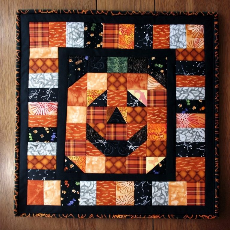 Patchwork Jack-o’-Lantern Mini Quilt – Step by Step – alldaycrochet